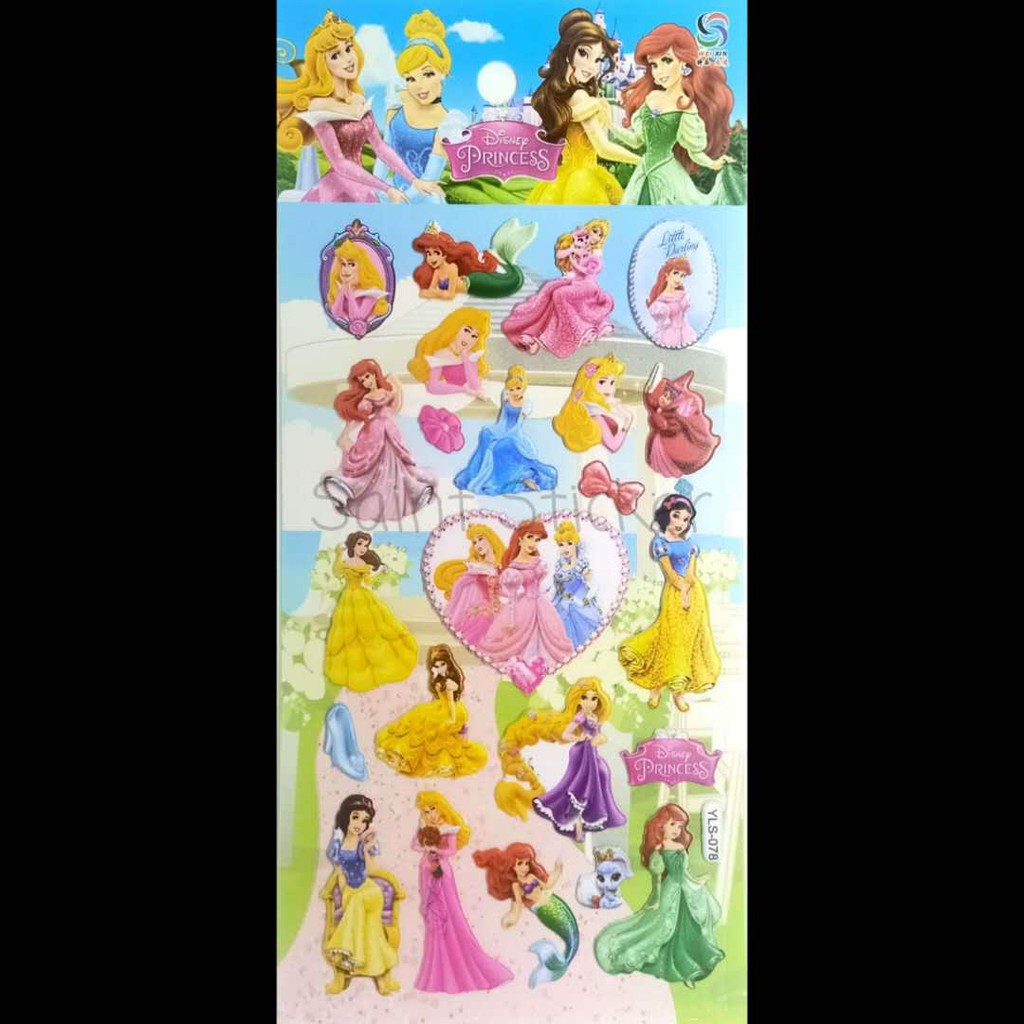 Jual Sticker Timbul Gambar Tempel Stiker Anak Karakter Disney Princess ...