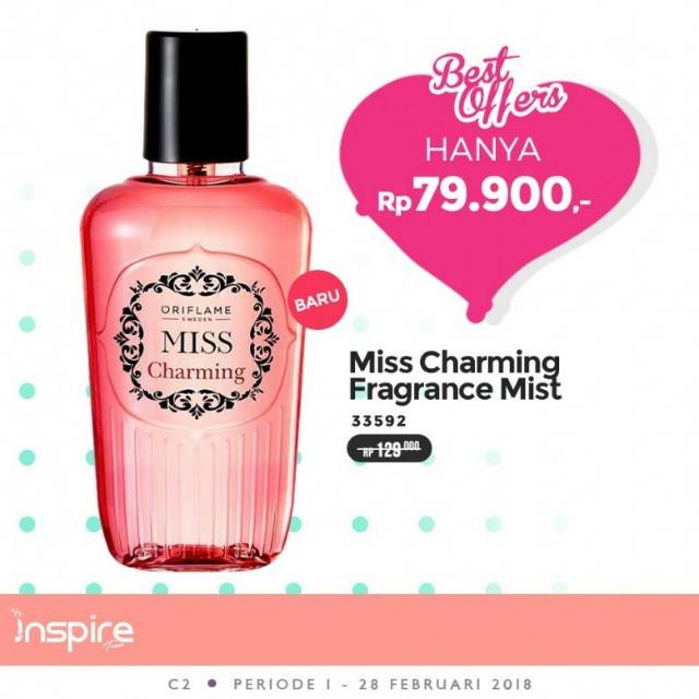 Jual Minyak wangi / Parfume MISS Charming Fragrance Mist. Oriflame ...