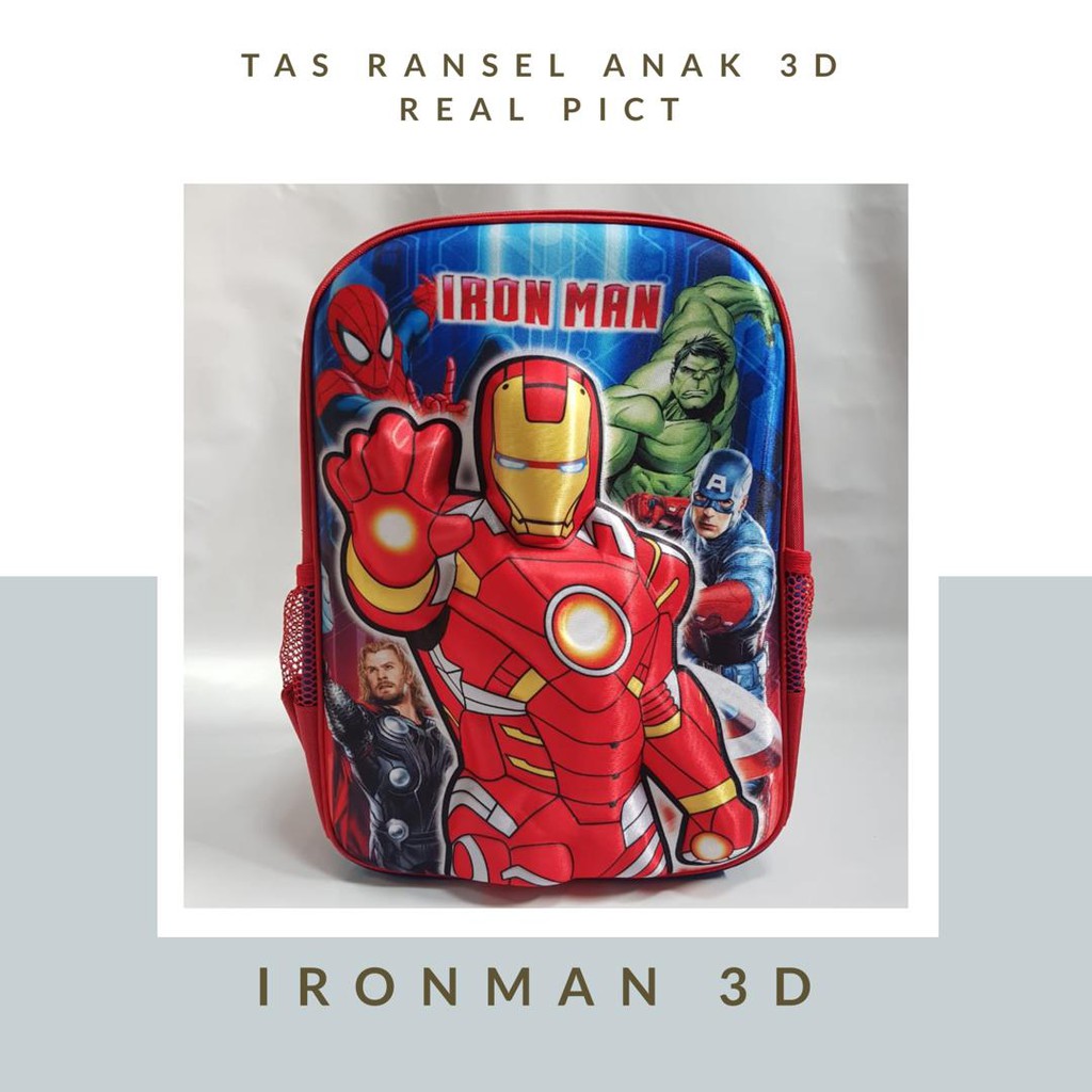 Jual tas sekolah anak 3D iron man | Shopee Indonesia