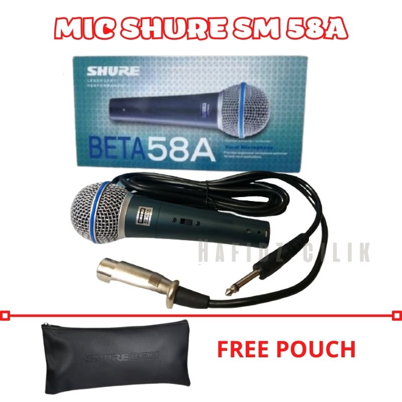Jual MIC SHURE BETA 58A/BETA 58 A SWITCH MICROPHONE KABEL free Pouch mic | Shopee Indonesia