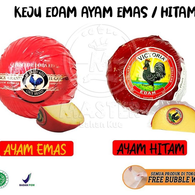 Jual Keju Edam Cheese Ayam Emas El Gallo / Hitam De Jong 50 - 100 gram ...