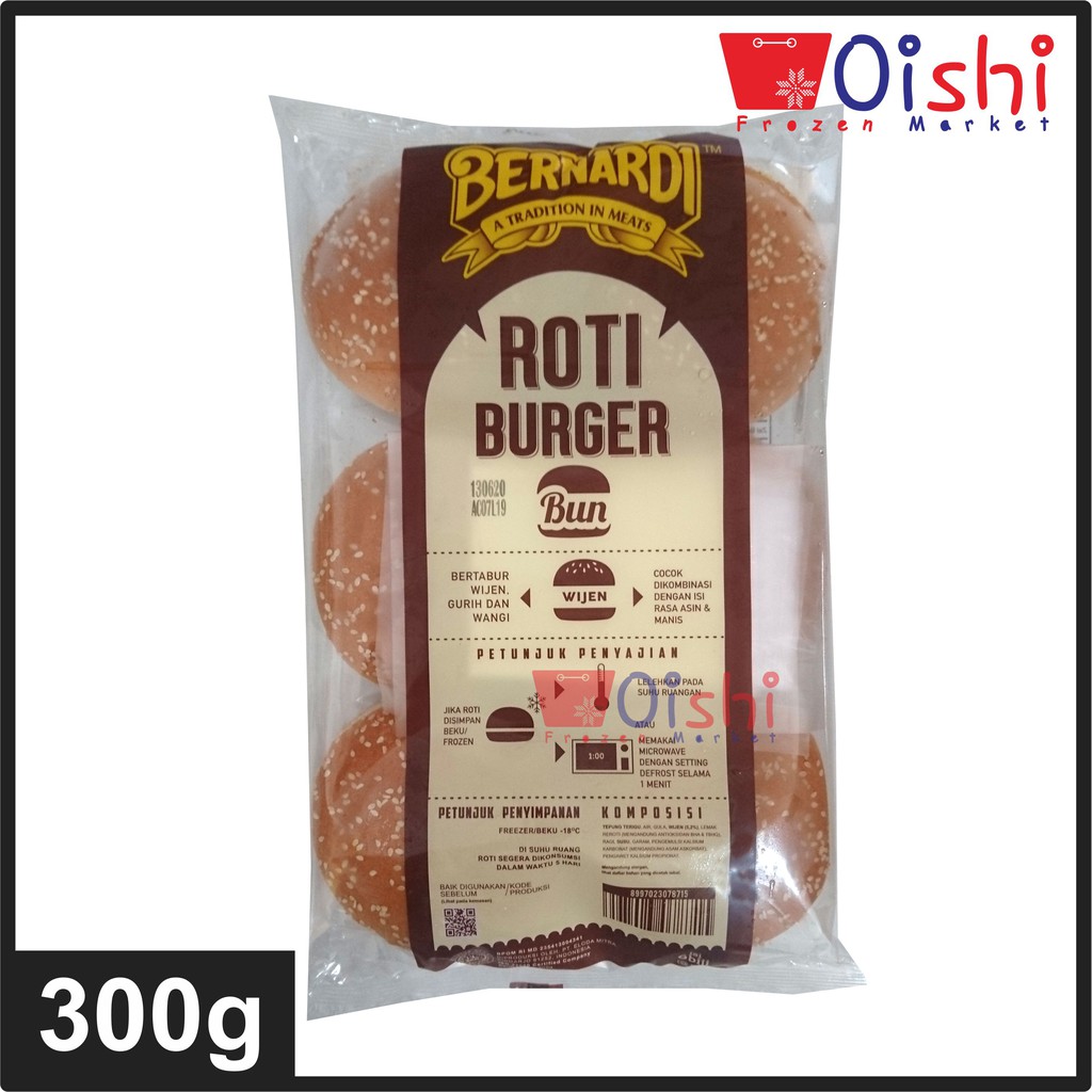 Jual Bernardi Roti Burger Polos, Wijen dan Hitam Wijen (Bun) 300g ...