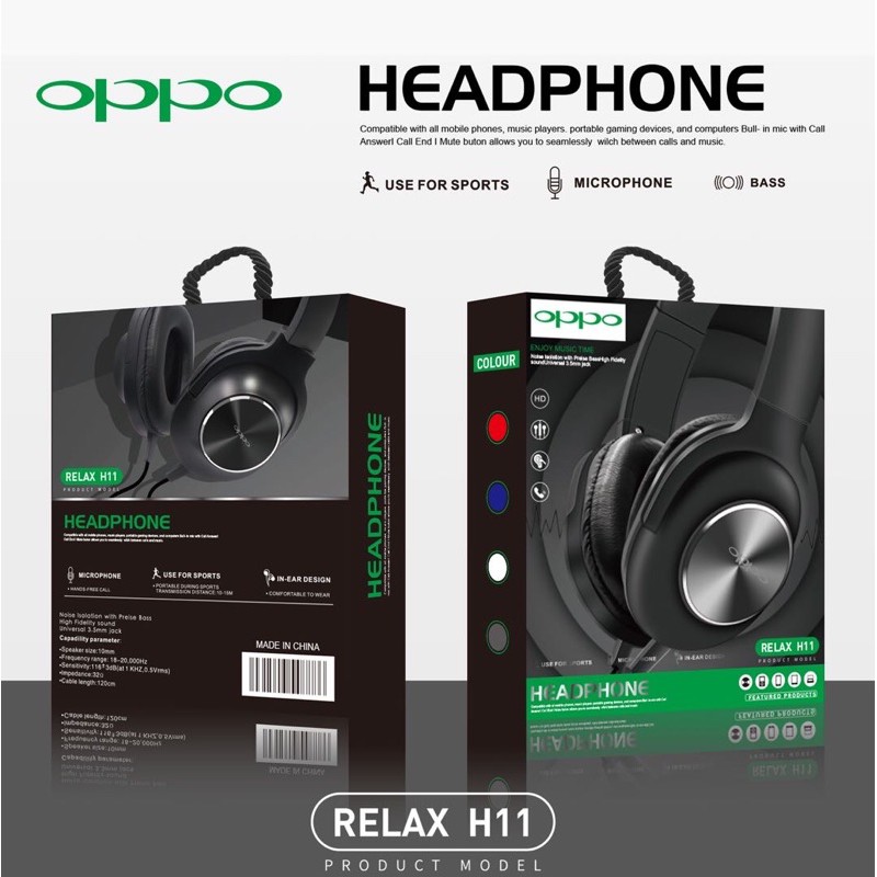Jual [ H11 OPPO ]HEADPHONE BANDO STEREO MUSIC EXTRABASS TYPE RELAX H 11 ...