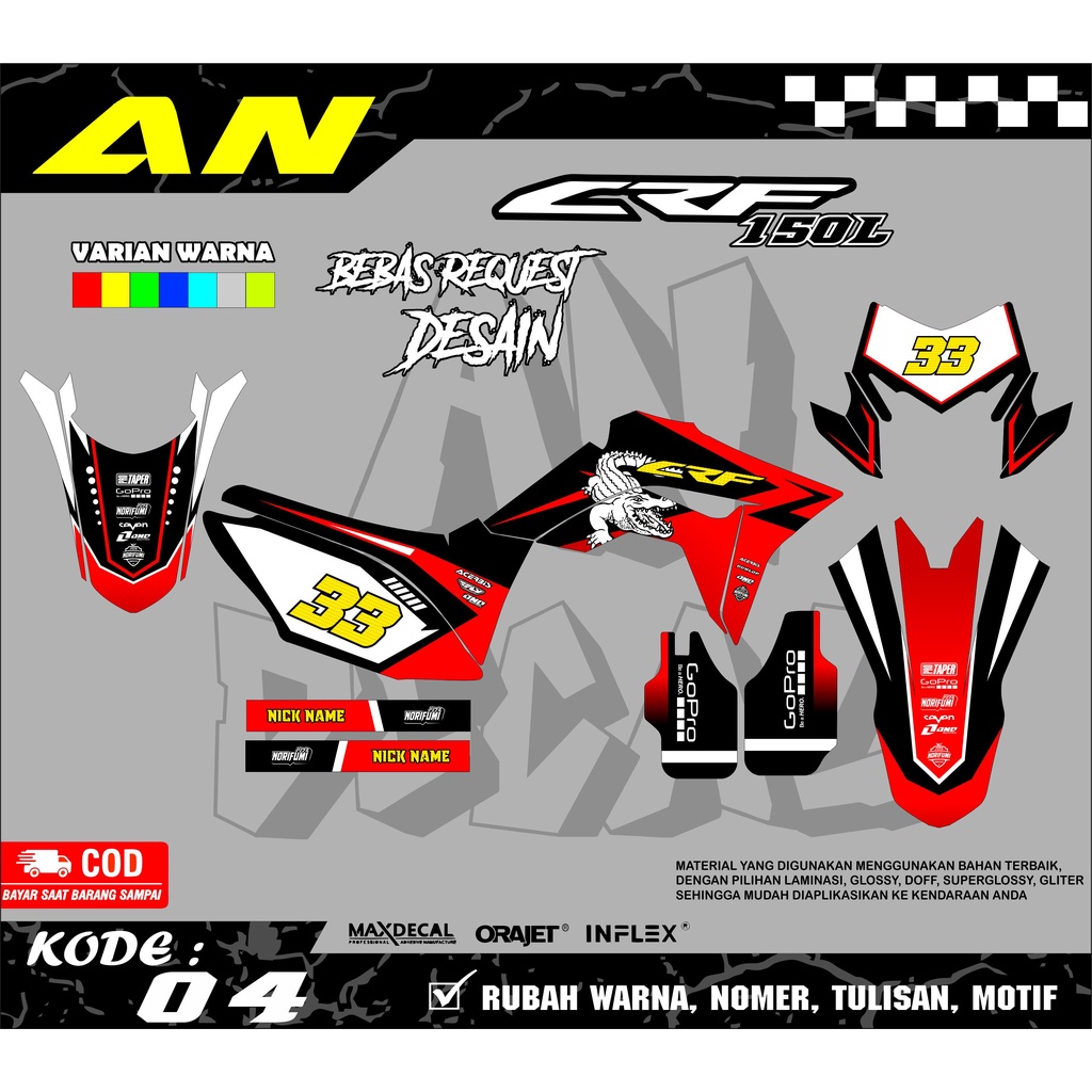 Jual Decal Sticker CRF 150 L Full body Decal Stiker CRF 150L Desain Custom | Shopee Indonesia