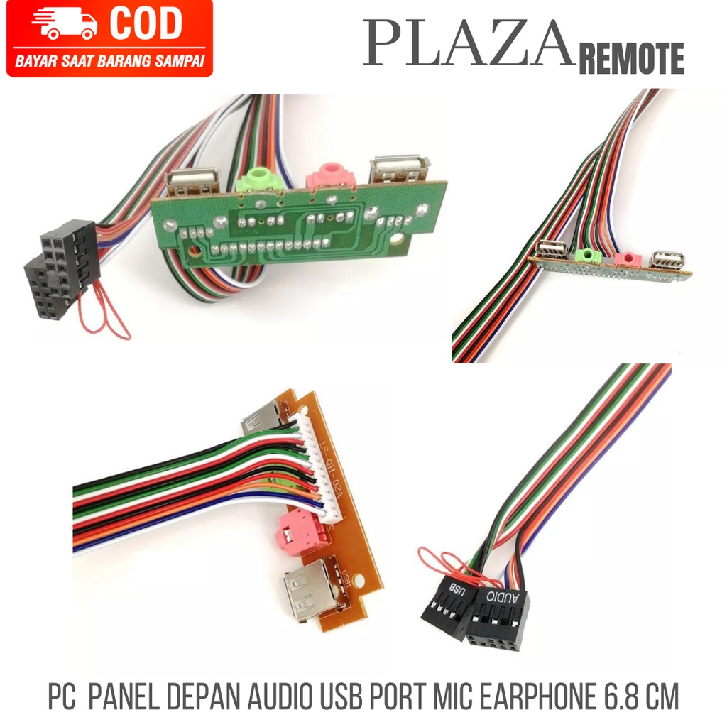 Jual Front Panel PC USB 2.0 DEPAN + JACK AUDIO MIC PCB 6.8 CM | Shopee ...
