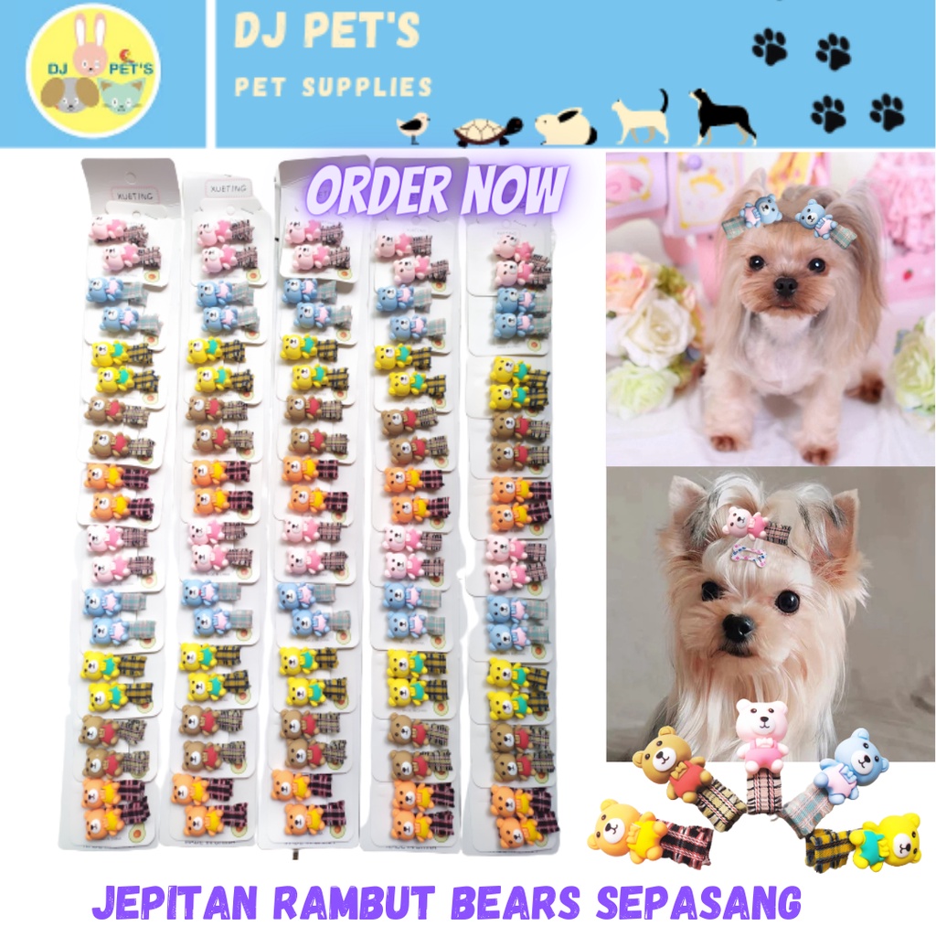 Jual sepasang jepit jepitan rambut bulu untuk anjing dan kucing model ...