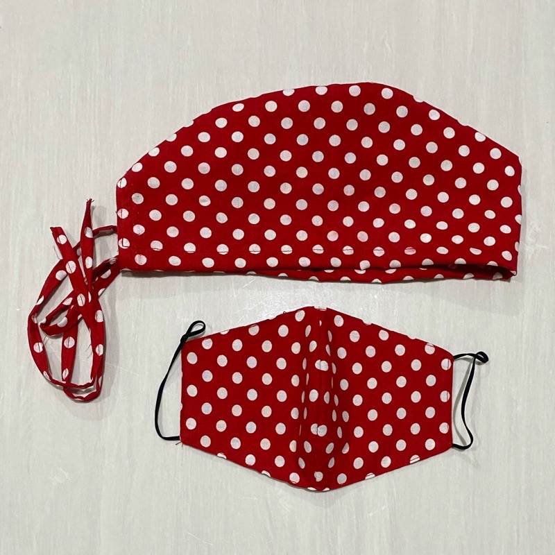 Jual Surgical Scrub Cap Head Katun 2 Lapis + Masker -Topi Operasi Medis ...