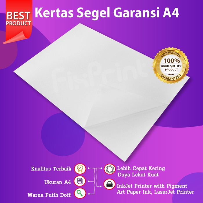 Jual Kertas Segel Pecah Telur A4 Polos Bahan Mentah Segel Sticker ...