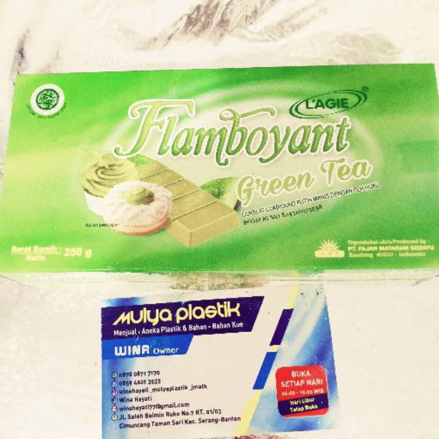 Jual COKLAT GREEN TEA FLAMBOYAN dari Lagie Compound Chocolate. Berat ...