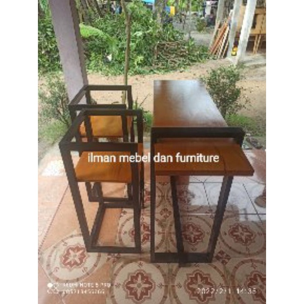 Jual meja makan mini bar minimalis kayu solid satu set(2 kursi ...