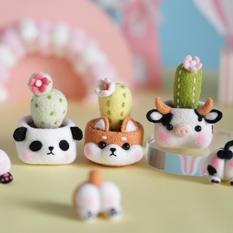 Jual PAKET DIY BONEKA WOL FELTING CACTUS ANIMAL | Shopee Indonesia