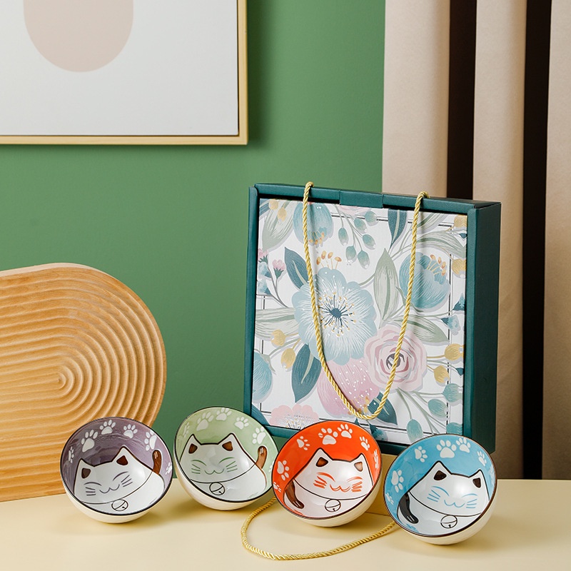 Jual Mangkok Keramik Motif Kucing Hampers Lucky Cat - Maneki Neko Set ...