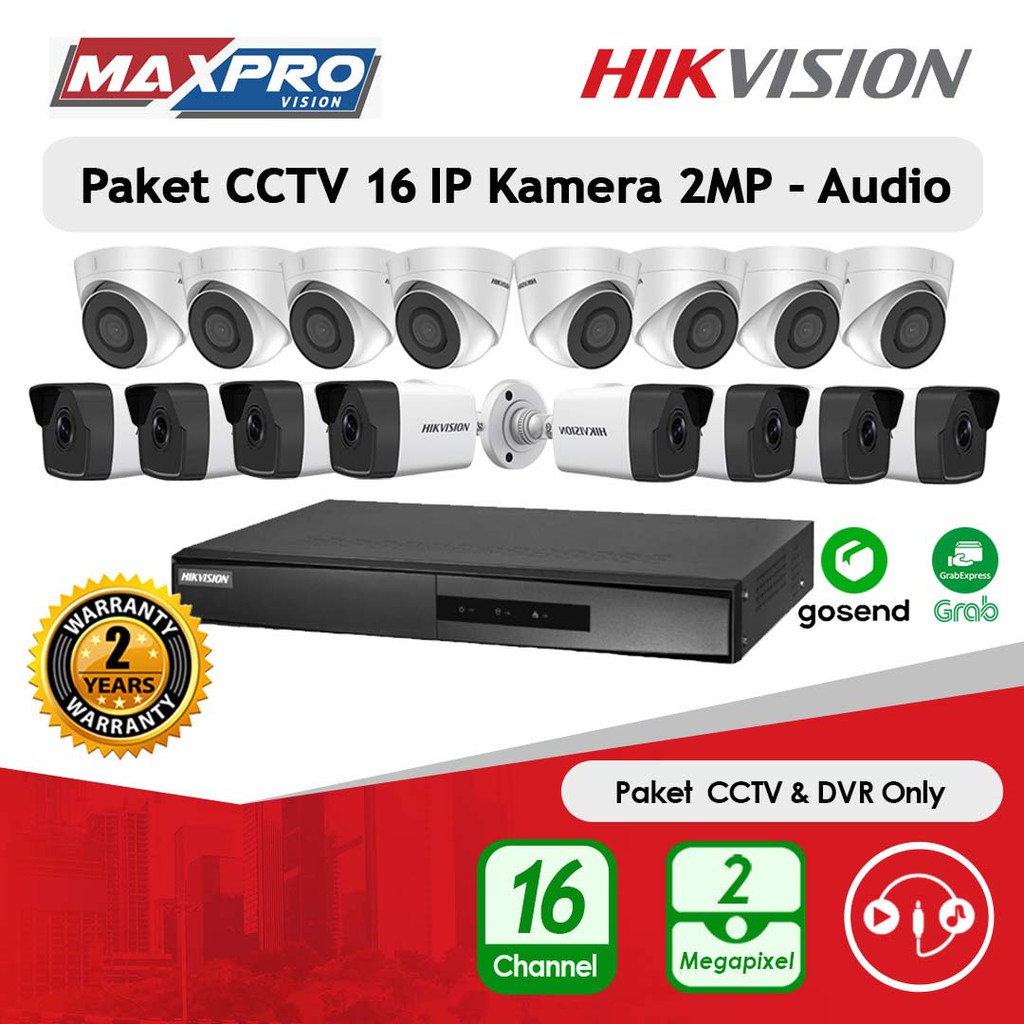 Jual PAKET CCTV 16 IP CAMERA 2MP AUDIO HIKVISION - CCTV DVRY ONLY | Shopee Indonesia