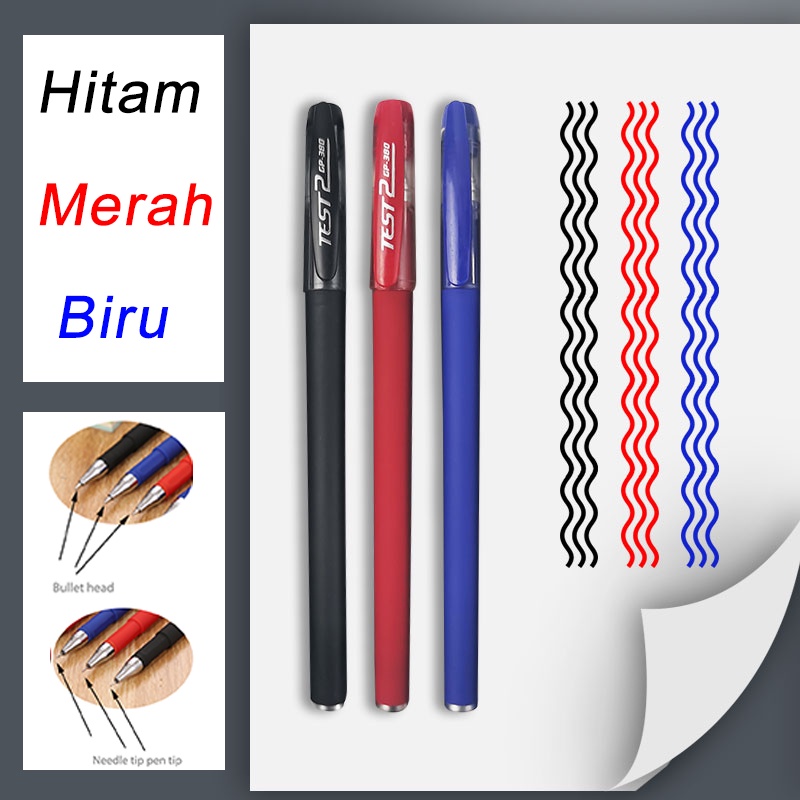 Jual COD Pulpen Gel Premium 0.5mm Ujung Pena Model Peluru dan Jarum Merah/Biru/Hitam-YES ...