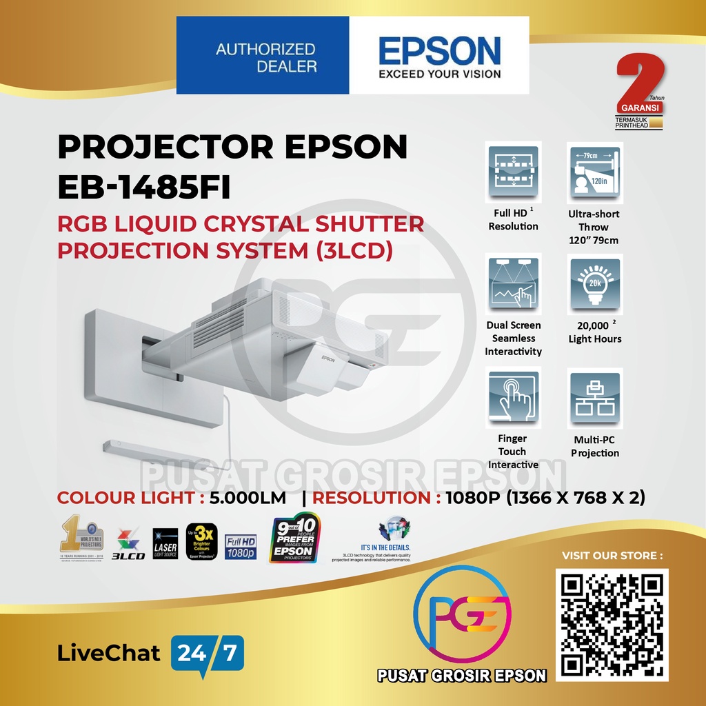 Jual Epson EB-1485Fi Full HD 3LCD PROJECTOR Up To 120 Inch | Shopee ...