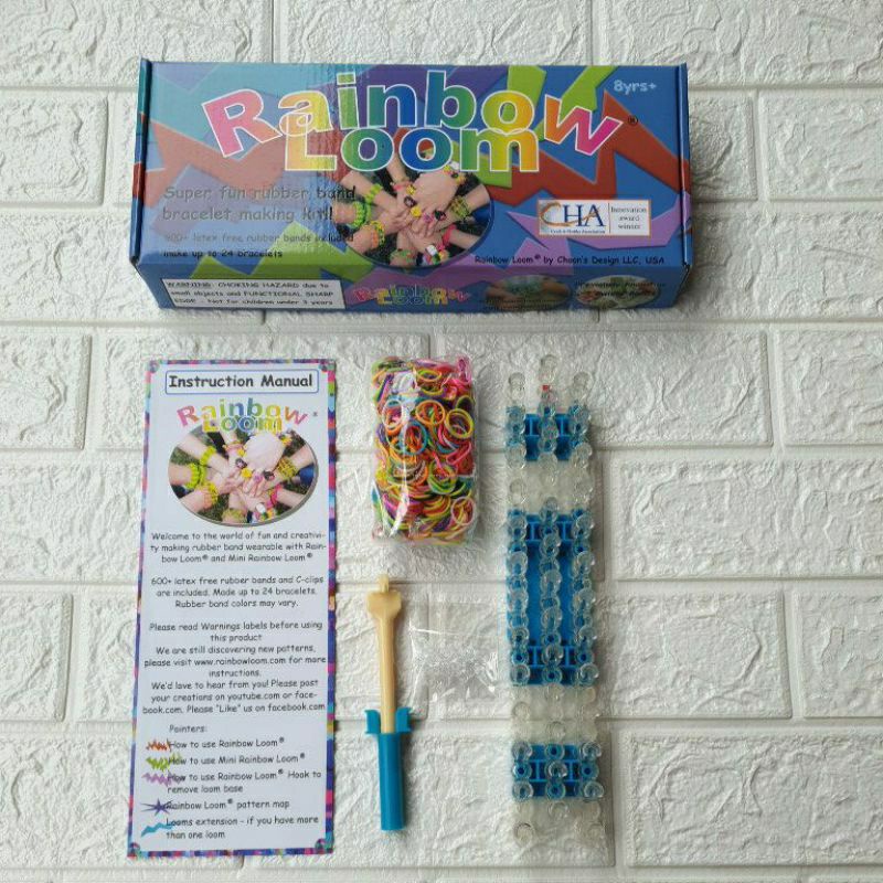 Jual Mainan edukasi anak DIY Rainbow Loom + hook plastik + karet karet ...