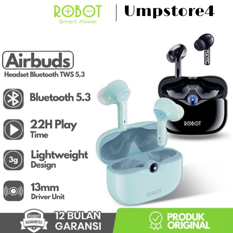 Jual ROBOT Tws T30 Headset Bluetooth 5.3 Earphone Airbuds True Wireless ...