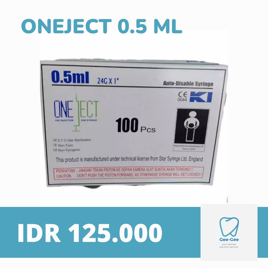 Jual ONEJECT SYRINGE VAKSIN 0.5 ML / Alat Suntik 0.5ml 24G x 1in ...