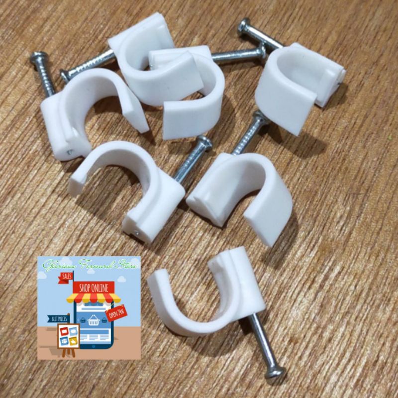 Jual KLEM KABEL LISTRIK PLASTIK PUTIH PVC PAKU BETON DINDING ISI 50 PCS ...