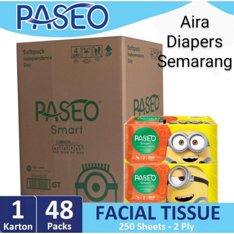 Jual ( 1 karton ) facial tissue Paseo smart minion 250 sheet tisu wajah ...