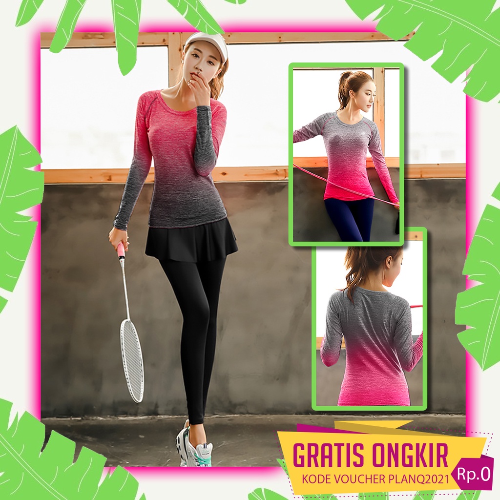 Jual Atasan Olahraga Wanita Hijab Lengan Panjang Import Modis Baju ...