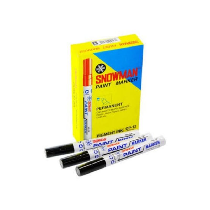 Jual Spidol Cat Warna HITAM / Paint Marker Snowman CP - 12 BLACK ...