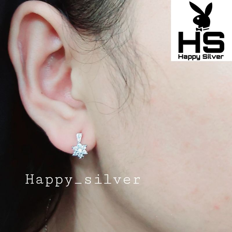 Jual ANTING JEPIT PERAK ASLI 925 SILVER LAPIS EMAS PUTIH-MODEL BUNGA PERMATA-PERHIASAN PERAK ...