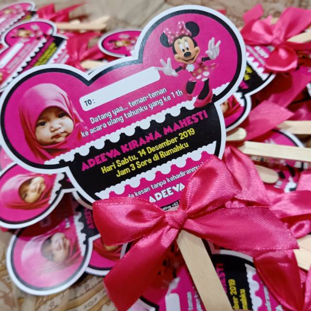 Jual Undangan Ultah Stik Minnie Mouse | Shopee Indonesia