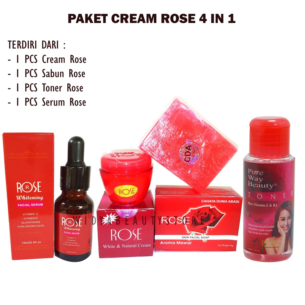 Jual PAKET KOMPLIT CREAM ROSE 4 IN 1 - Paket Cream Rose + Sabun Wajah ...