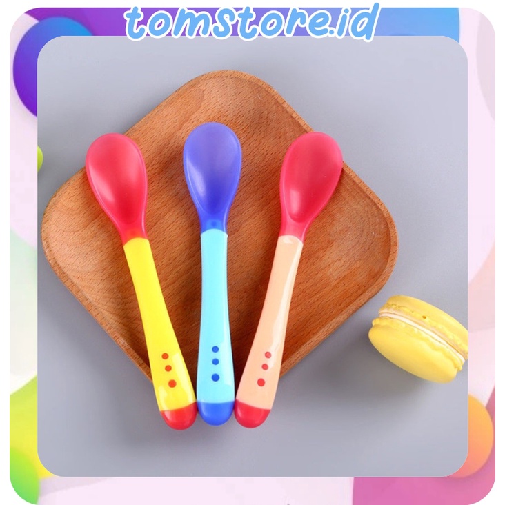 Jual TOMSTORE.ID R577 Sendok makan bayi / sendok garpu Sensor Panas silikon / Peralatan Makan ...