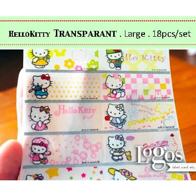 Jual READY HELLO KITTY TRANSPARANT. LARGE STICKER LABEL NAMA WATERPROOF ...