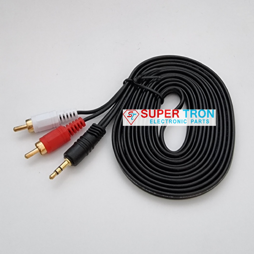 Jual Kabel Audio RCA 2 to 1 Aux 3.5mm 3Mtr | Shopee Indonesia