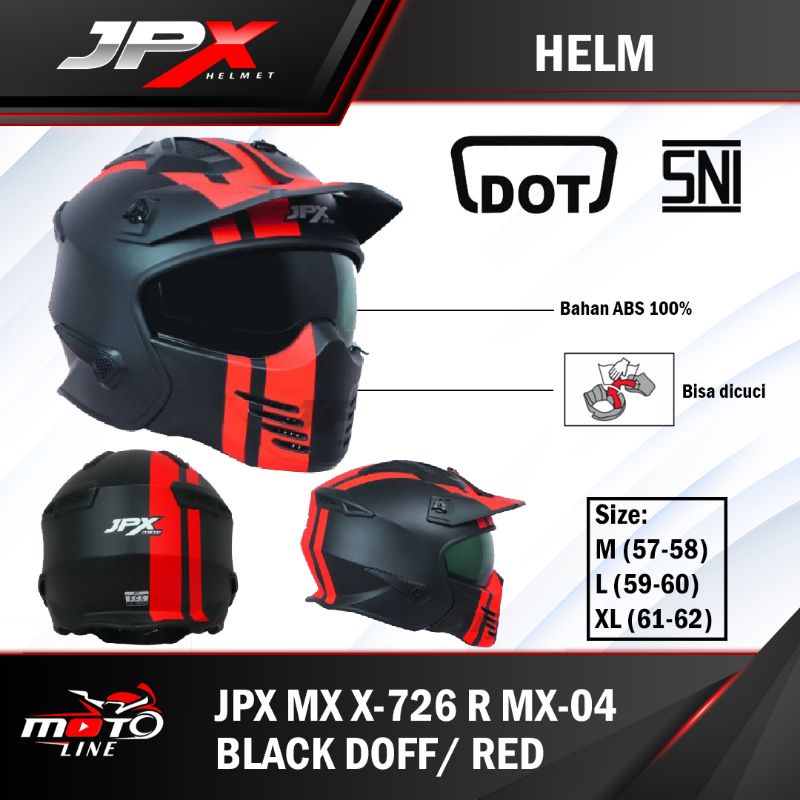 Jual HELM JPX MX270 R MX04 BLACK DOFF/ RED | Shopee Indonesia