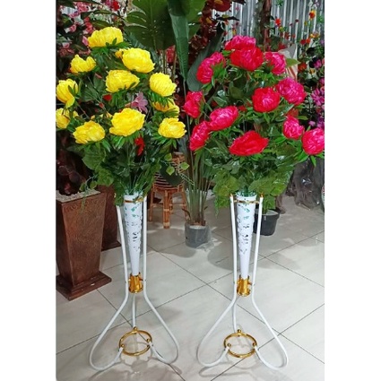 Jual Naindo Bunga sudut Mawar kembang plus Pot hiasan ruang tamu ...