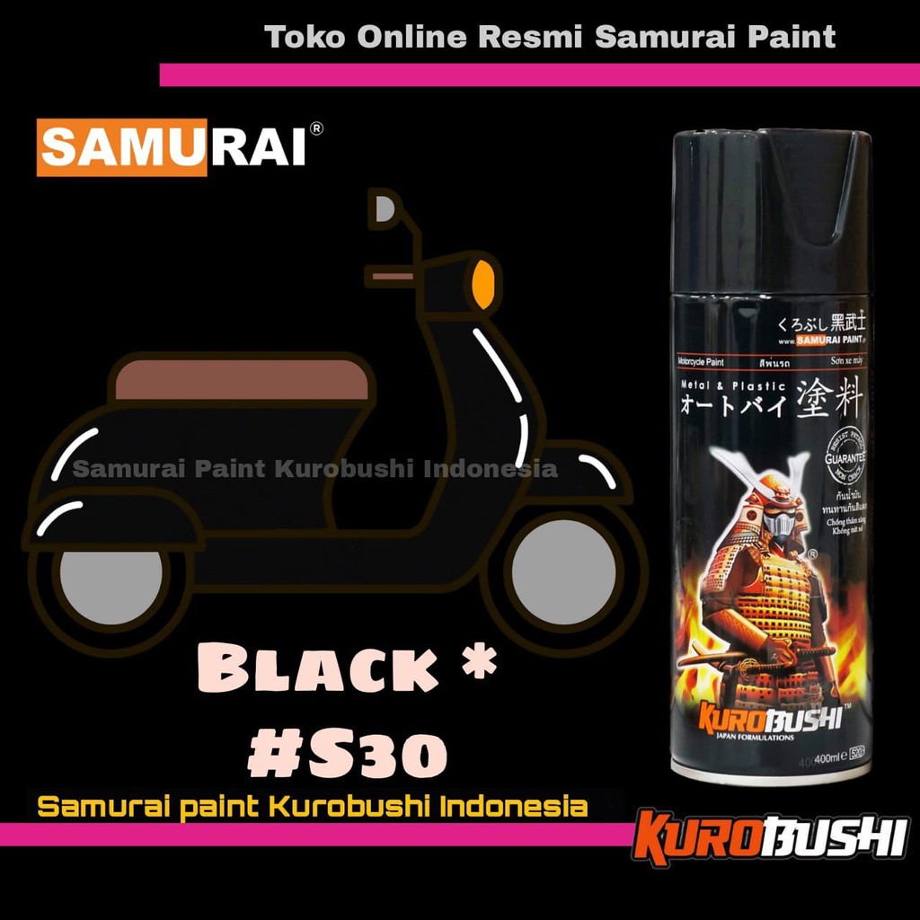 Jual Samurai Paint BLACK S30 Warna Hitam Suzuki Cat Semprot Aerosol Samurai | Shopee Indonesia