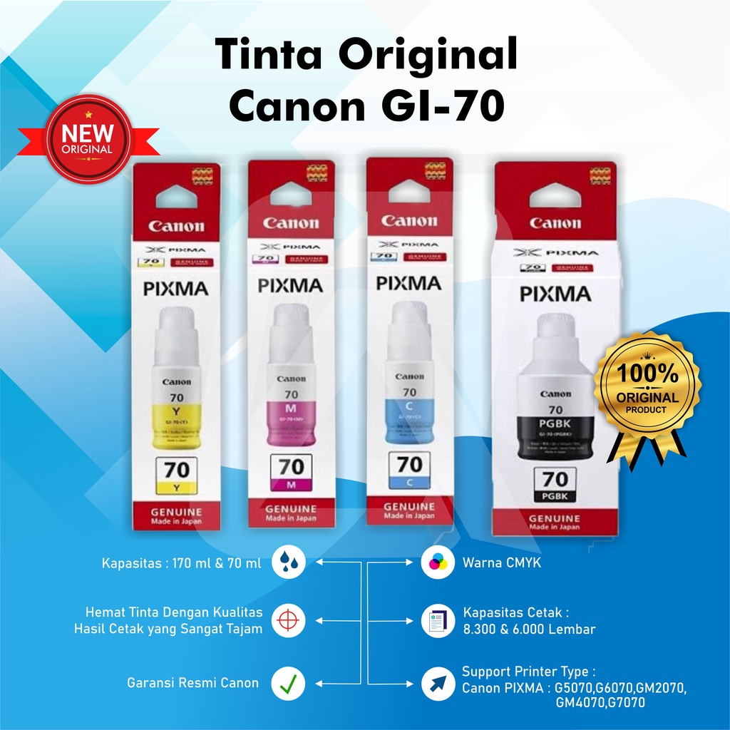 Jual Tinta Canon GI 70 Original Tinta Printer Untuk Canon G5070 Canon ...
