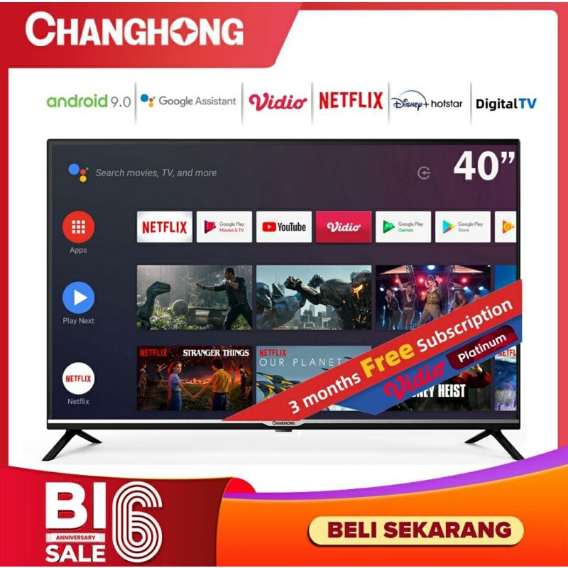 Jual Changhong Android Smart TV 40 inch Digital TV FHD LED TV (Model: L40H4) | Shopee Indonesia