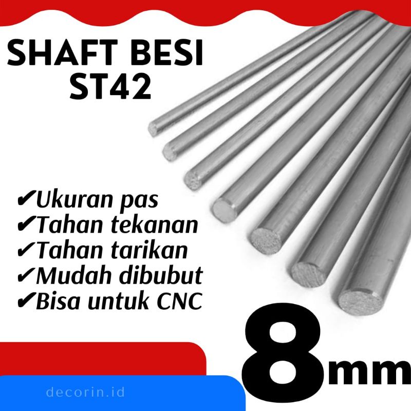 Jual As Besi ST42 8mm x 100cm Shaft Bulat Bukan Stainless Steel Mild ...