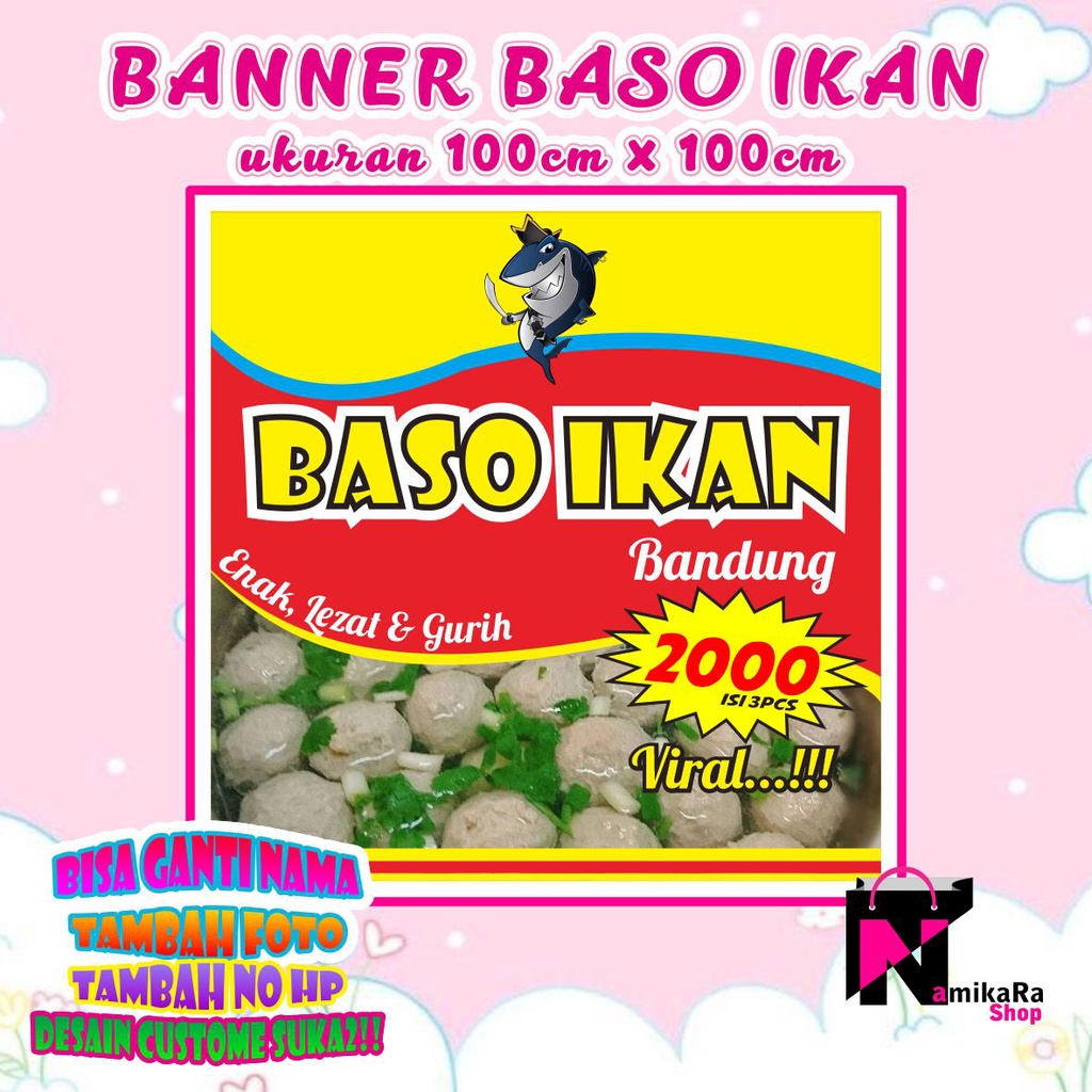 Jual Banner Spanduk Backdrop Bakso ikan/ Banner Baso Ikan Custome ...