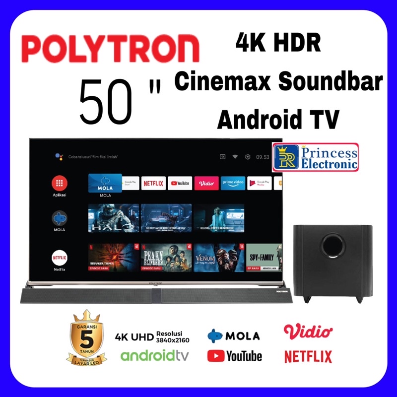Jual POLYTRON Android TV 4K Cinemax Soundbar 50″ PLD 50BUG5959 | Shopee ...