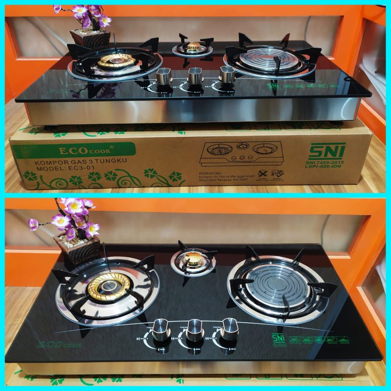 Jual Kompor Eco Cook 3 Tungku Api Infared/Bara + Api biru ( Mix Bara ...
