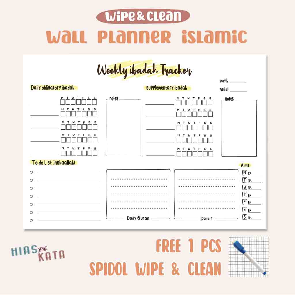 Jual weekly ibadah tracker agenda ibadah mingguan Daily shalat tracker ...