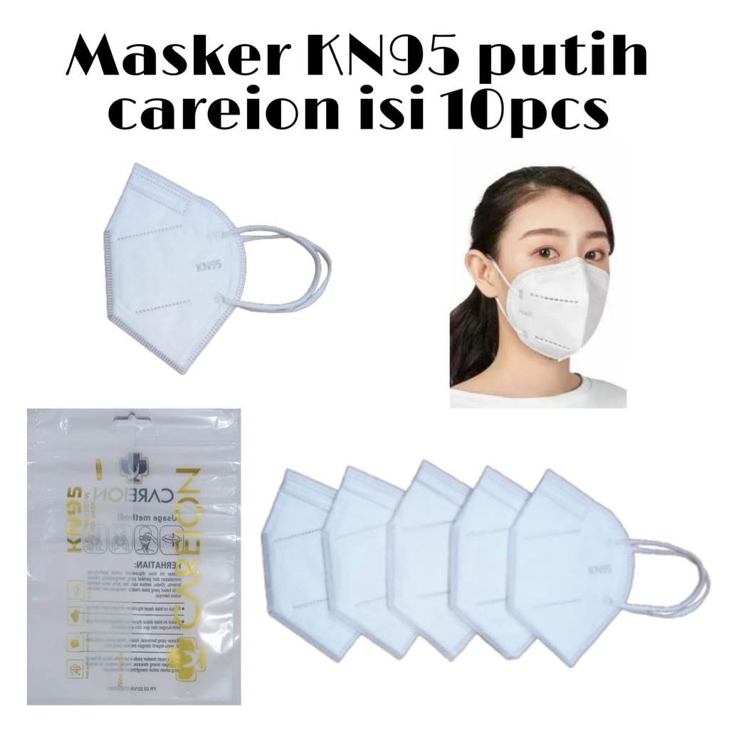 Jual Masker KN 95 CAREION ISI 10PC Masker KN95 Masker N95 Masker N 95 Putih Polos Disposable ...