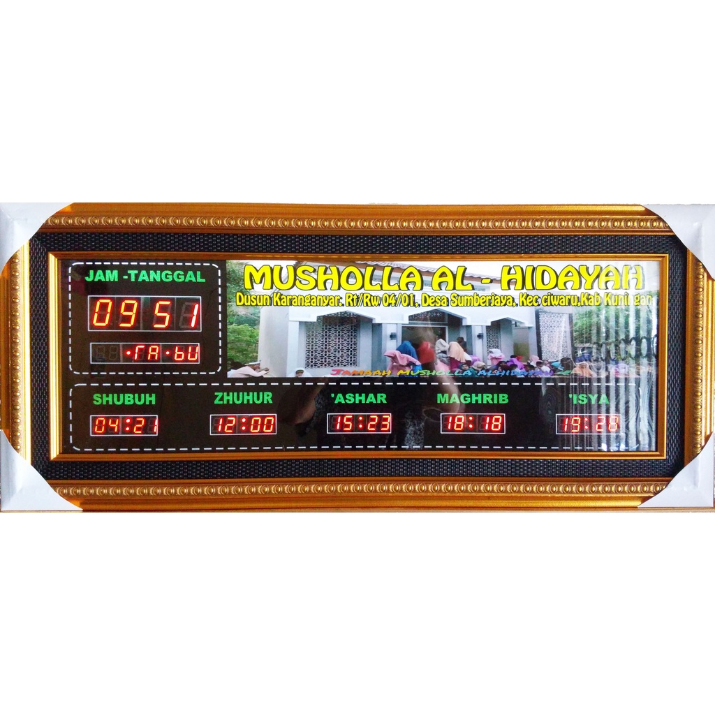 Jual Jam Masjid Digital / Jadwal Sholat Digital ukuran 70cm x 30cm ...