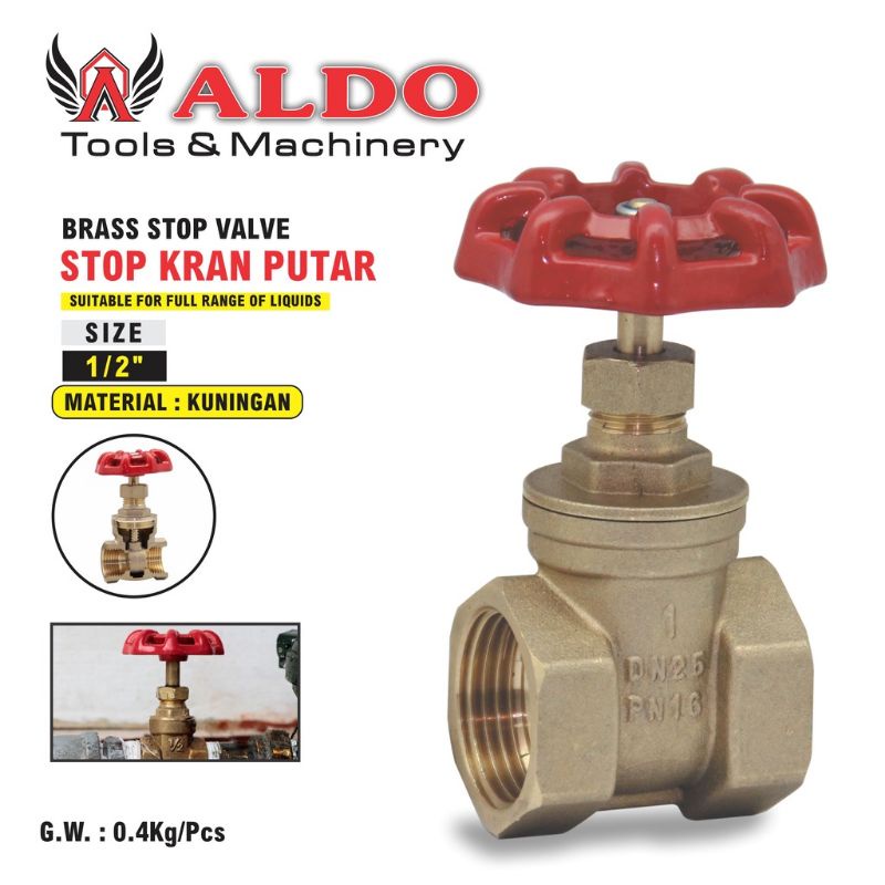 Jual Stop Kran Putar kuningan / Ballvalve Kuningan Aldo / 3/4" , 1" , 1 ...