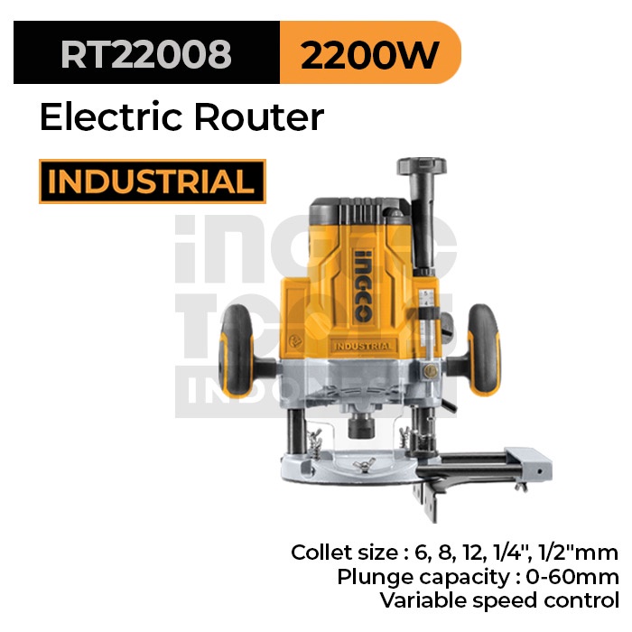 Jual Electric Wood Router (1/2" 0-60mm) INGCO RT22008 - Mesin Profil ...