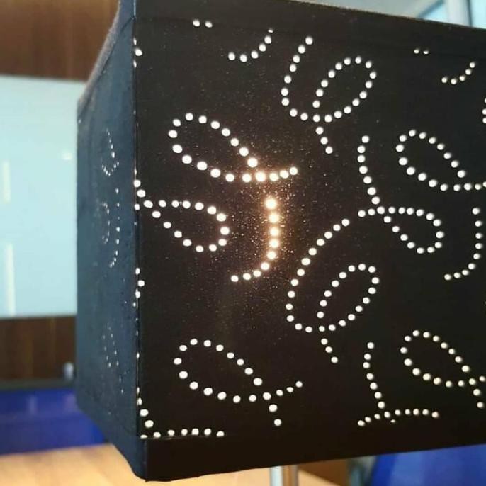 Jual LAMPU MEJA TABLE LAMP BLACK PATTERN FABRIC SHADE 3+DL-PD1173-BL-VG ...