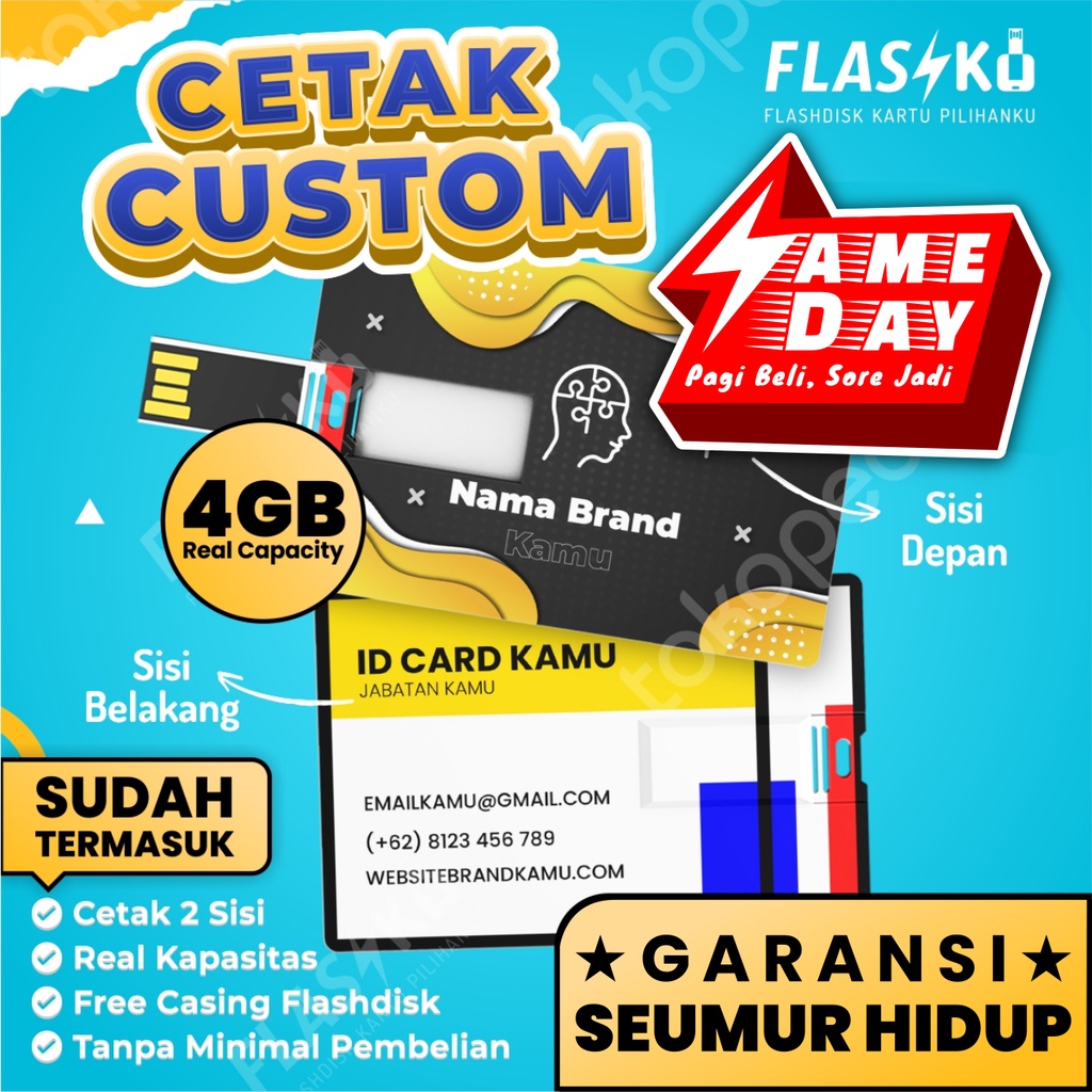 Jual Flashdisk Kartu Custom 4GB - Cetak FD Kartu Custom - Flashdisk ID ...