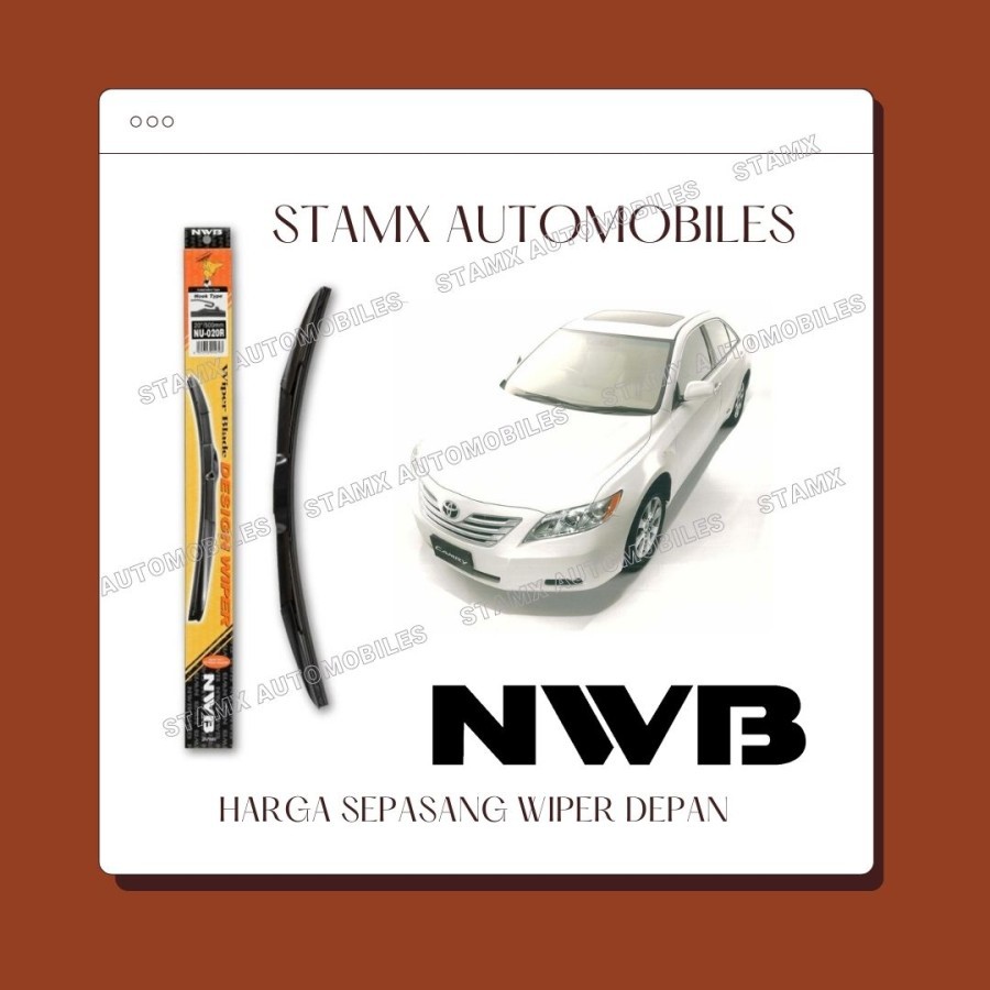 Jual Wiper depan CAMRY ACV40 / MCV40 2007-2012 uk. 24 & 20 ORIGINAL ASLI merk NWB Design HYBRID ...