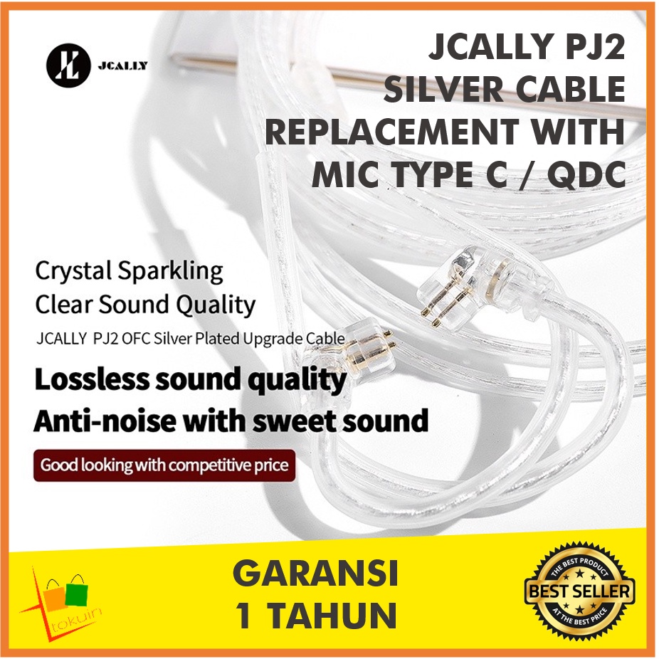Jual Kabel KZ JCALLY PJ2 Silver with Mic Cable Replacement Type C QDC ...